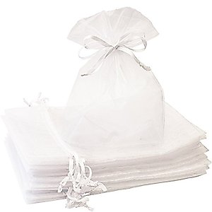 CREATIVE ORGANZA Bags 100Pcs 8x12 inch Large White Gift Pouch with Satin Drawstring Wedding Party Favors Jewelry Cosmetics DIY