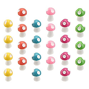 Happyyami 100pcs Small Mushroom Ornament Doll House Resin Fairy