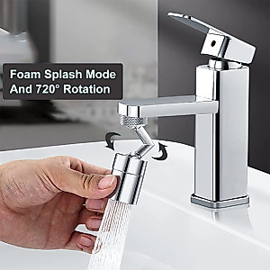Universal Splash Filter Faucet 720 Rotating Faucet Extender Aerator with 2 Water Outlet Modes,All Copper Material,Suitable for Kitchen and Bathroom