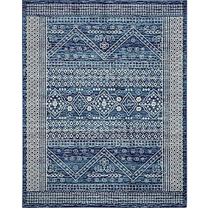 Nourison Passion Bohemian Navy Blue 8' x 10' Area -Rug, Easy -Cleaning, Non Shedding, Bed Room, Living Room, Dining Room, Kitchen (8x10)