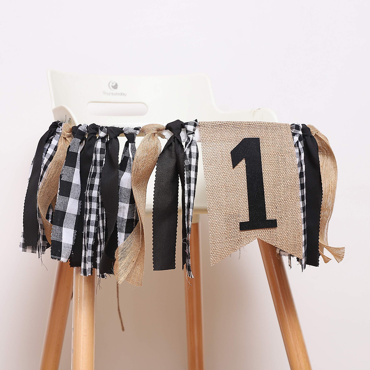 WAHAWU Lumberjack Banner for 1st Birthday - Highchair Banner for First Birthday Party, Theme Garland for Birthday Decoration, Photo Booth Props (Lumberjack Highchair Banner Black)