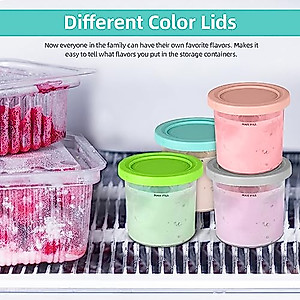 HOTUT Ninja Creami Containers,4 Pack Replacement Pints and Lids+4 Scoops Dishwasher Safe Compatible with NC301,NC300,NC299AMZ,CN305A and CN301CO Series Ninja Ice Cream Makers (Not Fit for NC501)