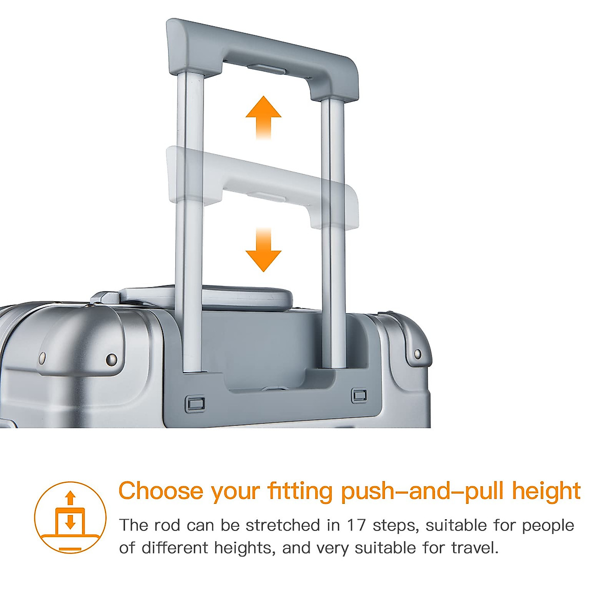 Bamboo Wolf 24-inch Aluminum-Magnesium Alloy Carry-on Luggage Hardside Suitcase, Built-In TSA Lock, Zipperless Fashion with Spinner Wheels for Travel / Business, Silver