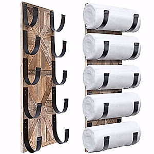 Autumn Alley Rustic Farmhouse Towel Rack for Rolled Towels – Stunning Barn Wood Farmhouse Bathroom Decor for Wall – Expertly Inlaid Wood with Matte Black Bar for Rustic Bathroom Decor