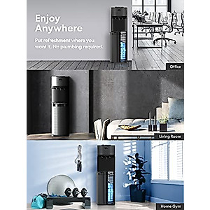 Brio CLBL520SCBLK Self-Cleaning Bottom Load Water Cooler Dispenser for 3 & 5 Gallon Bottles – Hot, Room & Cold Spouts, Child-Safety Lock, LED Display & Night Light, Black Stainless Steel