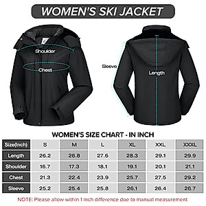 CAMELSPORTS Women's Waterproof Snow Ski Jakcet Fleece Warm Winter Coat Hooded Windproof Insulated Snowboarding Jacket
