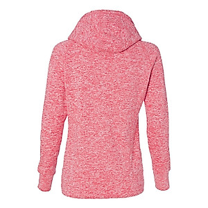 J. America Ladies Pullover Hooded Sweatshirt, Coral/Magenta, X-Large