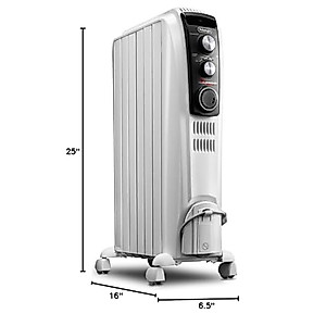 De'Longhi Dragon Oil Filled Radiator Heater, 1500W Electric Space Heater for indoor use, portable room heater, programmable timer, full room heater with safety features, TRD40615T
