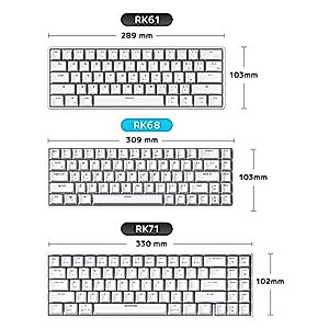 RK ROYAL KLUDGE RK68 Wireless Hot Swappable 65% Mechanical Keyboard, 68 Keys Compact BT5.0 Gaming Keyboard with Stand-Alone Arrow/Control Keys, Quiet Red Switch