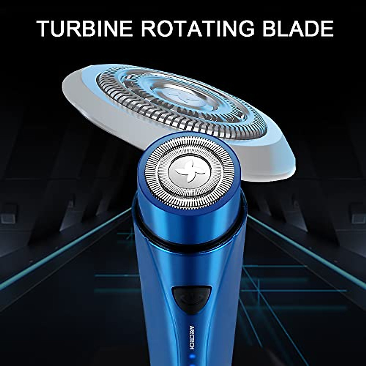 ARECTECH Mini Portable Shaver Pocket Razors Electric Razor for Men USB Rechargeable LED Battery Display Best for Travel Shaves Touch Up Shaves Cordless Blue