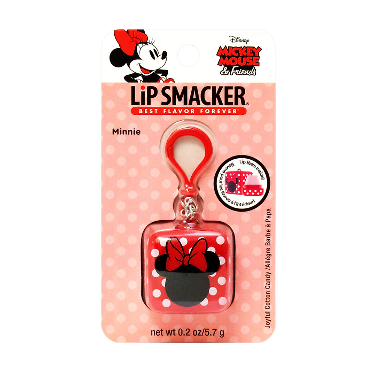 Lip Smacker Disney Minnie Mouse Cube Flavored Lip Balm, Minnie Joyful Cotton Candy, Clear, For Kids