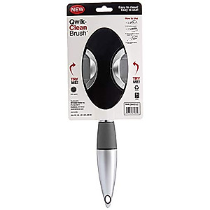 Qwik-Clean Brush - Easy Clean Retractable Bristles and Detangling Oval Brush for Curly, Straight and Thick Hair - Wet and Dry Hair - Black