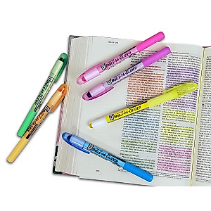 G.T. Luscombe Company, Inc. Accu-Gel Bible-Hi-Glider Bible Study Set | Precise Tip Size | No Bleed Solid Gel Highlighter | No Smearing or Fading | Long Lasting Bright Translucent Colors (Set of 6)