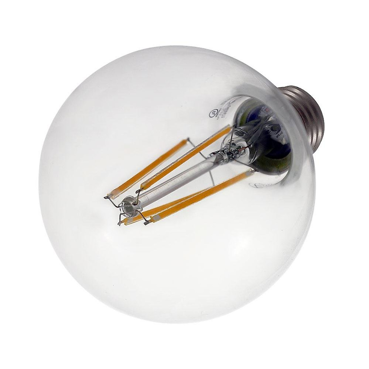 Euri Lighting VG25-2000e LED G25 Bulb, Filament Line, Warm White 2700K, Dimmable, 7.5W (60W Equivalent), 800 lm, Clear, 360 Degree Beam Angle, Damp Rated, E26 Base, UL & E-Star Listed