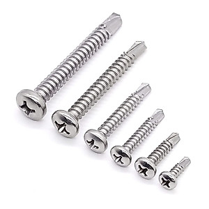 100pcs #6 x 1 Phillips Pan Head Self Drilling Screw, 410 Stainless Steel, Pan Head Quick Self Tapping Screws for Sheet Metal, Wood, Plastic, Without Pre-drilled Holes