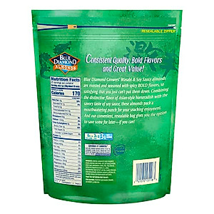 Blue Diamond Almonds Wasabi & Soy Sauce Flavored Snack Nuts, 25 Oz Resealable Bag (Pack of 1)