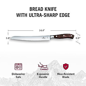 Victorinox Grand Maitre Bread Knife - Serrated Kitchen Knife for Cutting Bread, Fruit & Vegetables - Premium Kitchen Accessory - Wood Handle, 9"