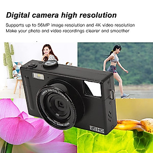 56MP Vlogging Camera, 4K Digital Camera for Photography and Video Pocket Camera with 3.0inch IPS Screen, Dual Screen Camera for Adult Seniors Students Kids Beginner (Black)