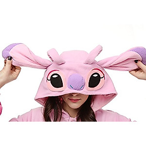 Wishliker Halloween Stitch Kigurumi Onesie Pajamas Costume Unisex Adult Pink,XL:179-188cm(5'11"-6'2")