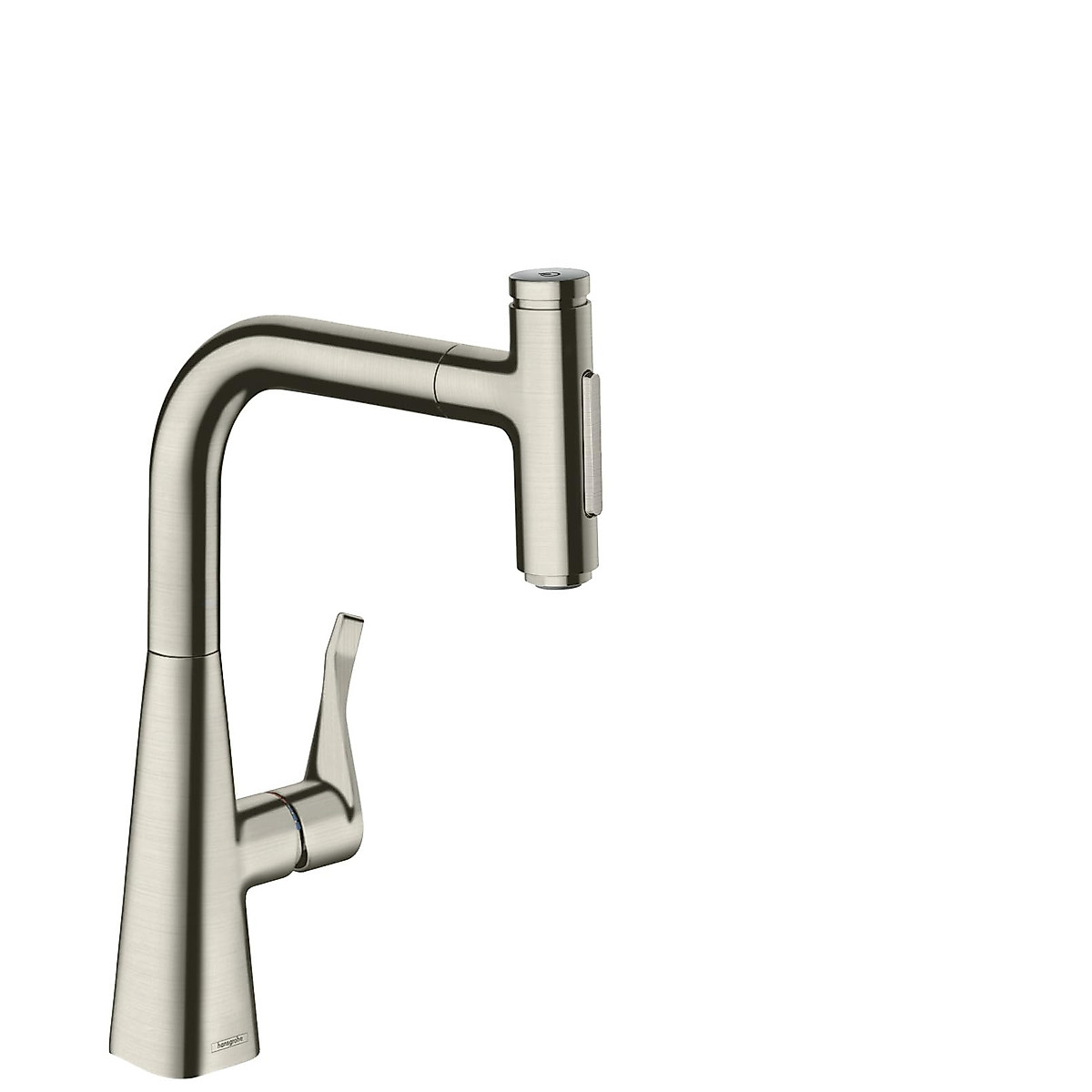 hansgrohe Metris Select Stainless Steel Bar Kitchen Faucet, Kitchen Faucets with Pull Out Sprayer, Faucet for Kitchen Sink, Stainless Steel Optic 73822801