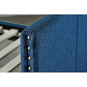 Lexicon Therese Upholstered Nailhead Trim Twin Daybed with Trundle in Blue