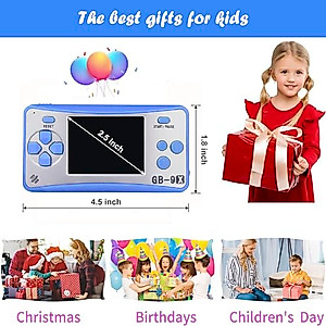 JJFUN Mini Handheld Games for Kids Portable Retro Video Game Player Built-in 168 Classic Games 2.5 inches LCD Screen Arcade Gaming System Xmas Present for Boys Girls Ages 4-12 (Blue+Silver)