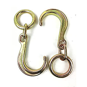 (2) 8" Inch J Hook Grade G70 Tow Axle Strap Wrecker Roll back Clevis - 5,400 WLL