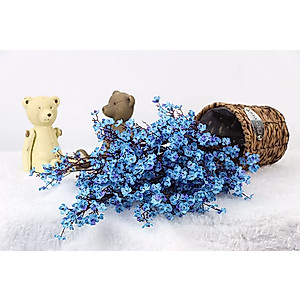 6Pcs Baby Breath Flowers Faux Artificial Gypsophila Bouquet Fake Silk Flower Real Touch Flower for Wedding Party Decoration Bouquets Real Touch DIY Home Garden (Blue)