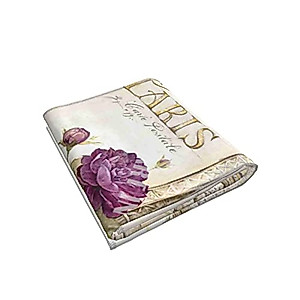 QICENIT Vintage Letter Paris Eiffel Tower with Flower and Butterfly Hand Towel White Super Soft Plush Highly Absorbent for Bathroom 15.7x27.5In