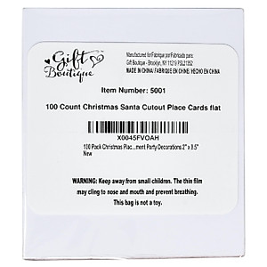 100 Pack Christmas Place Cards Holiday Seating Name Card Die Cut Xmas Santa Claus Table Setting Folded Paper Tent Cards for Winter Dinner Wedding Tables Placement Party Decorations 2" x 3.5"