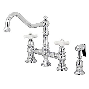 Kingston Brass KS3271PXBS Restoration Bridge Kitchen Faucet, Polished Chrome