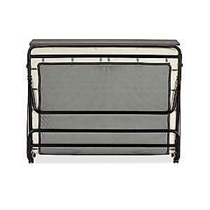 Jay-Be Visitor Contract Cot Folding Bed with Performance e-Fibre Mattress and Automatic Folding Legs, Compact, Oversize, Black/White