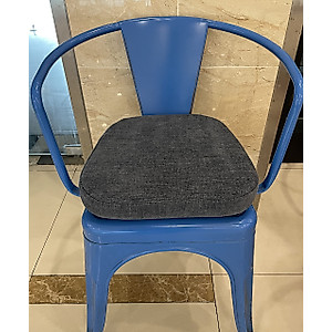 Loveboat Metal Chair Cushions, 14x14 Inches Metal Dining Chair Pads with Ties for Tolix Style Metal Chairs 2 Pack Navy