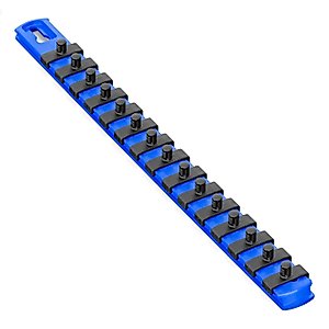 ERNST 13-Inch Socket Rail Organizer with 15 1/4-Inch Twist Lock Clips, Blue (8417-Blue-1/4)