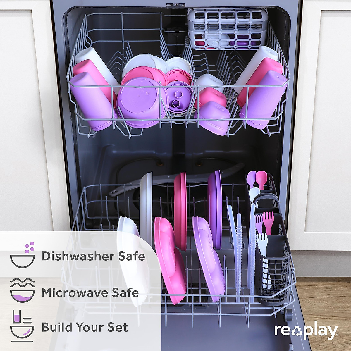 Re-Play Made in USA 10 Oz. Sippy Cups for Toddlers, Pack of 6 - Reusable Spill Proof Cups for Kids, Dishwasher/Microwave Safe - Hard Spout Sippy Cups for Toddlers 3.13" x 6.25", Fairytale