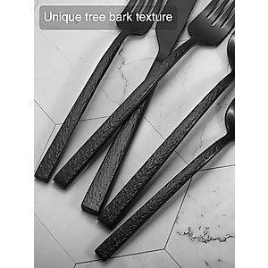 Alata Ripple 20-Piece Black Silverware Set Stainless Steel Flatware Set,Service for 4,Cutlery Set,Dishwasher Safe