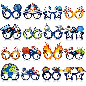 Ireer 32 Pcs Space Party Favors Space Party Eyeglasses Paper Glasses Astronaut Space Themed Party Supplies Birthday Photo Booth Props Planet Birthday Party Decorations for Kids