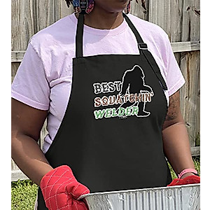 ThisWear Welder Gifts For Men Best Squatchin Welder Two Pocket Adjustable Bib Apron Black