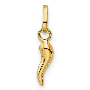 Diamond2Deal 14k Yellow Gold Italian Horn Pendant Fine Jewelry for Women (L- 12 mm, W- 3 mm)