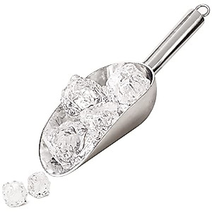 Metal Ice Scoop 2.4 Ounces, Popcorn Scoop, Dog Food Scoop, Small Stainless Steel Ice scooper for Ice Maker Ice Bucket Kitchen Freezer Bar Party Wedding, Heavy Duty, Dishwasher Safe (1Pack, Silver)