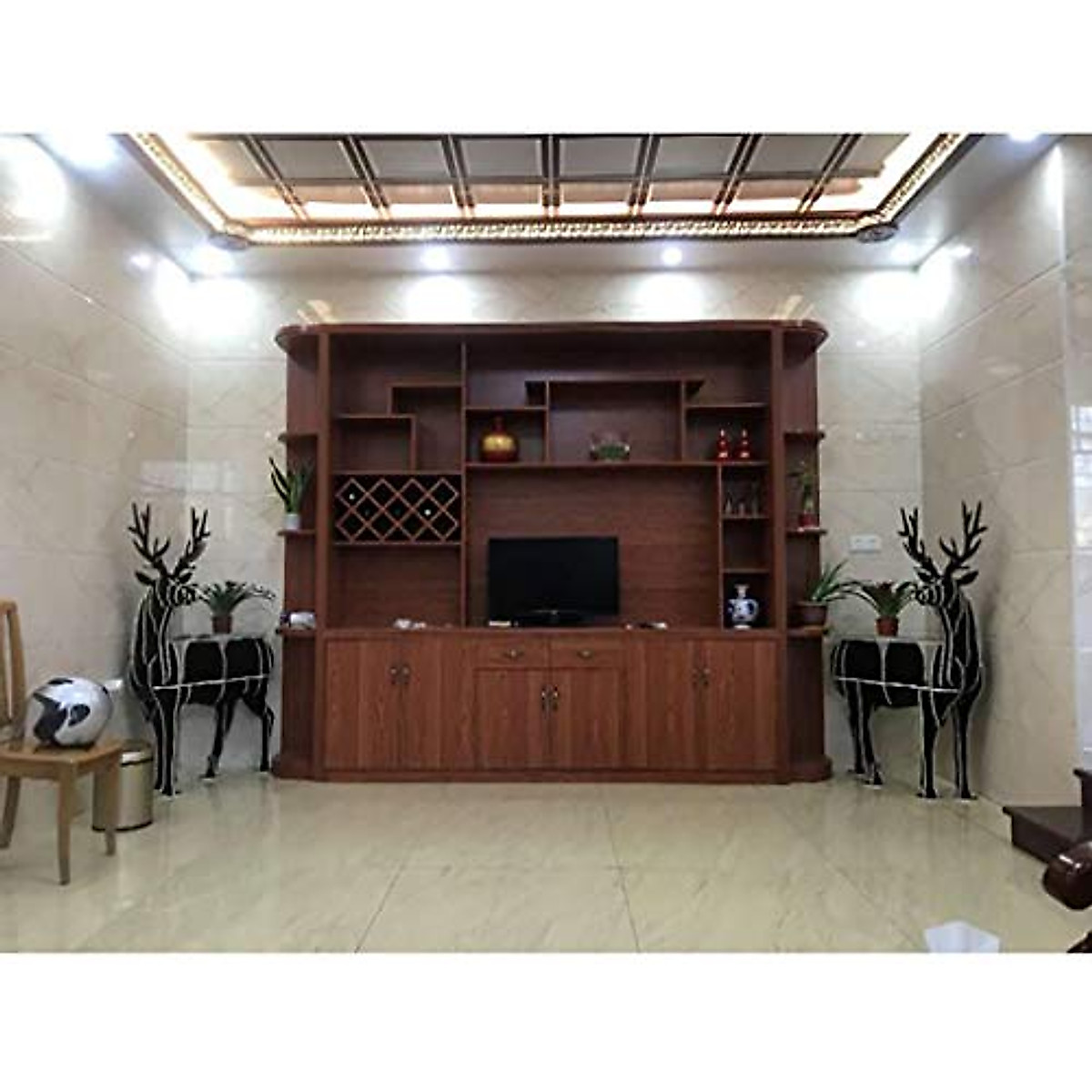 ROLTIN Storage Shelf DVD Bookcase Storage Rack Bookshelf Animal Shelf Male Deer Shape Flower Stand Model Room Coffee Table Clothing Store Landing Decoration (Size : 108 * 52 * 1