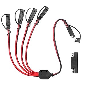 PAEKQ 12AWG SAE Y Splitter Extension Cable with SAE Polarity Reverse Adapter 2 FT SAE 1 to 4 Extension Cable Quick Disconnect Connector for Automotive Solar Battery Connection and Transfer