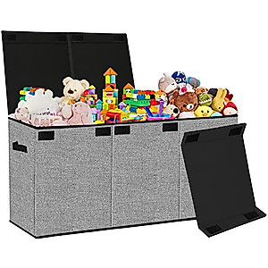 JAYSDAYLY Toy Box Extra Large,Collapsible Toy Chest Storage Organizer with Removable Lids,Toy Boxes Baskets for Kids Adjustable Space with Dividers,35.8 * 16 * 12.6 inches