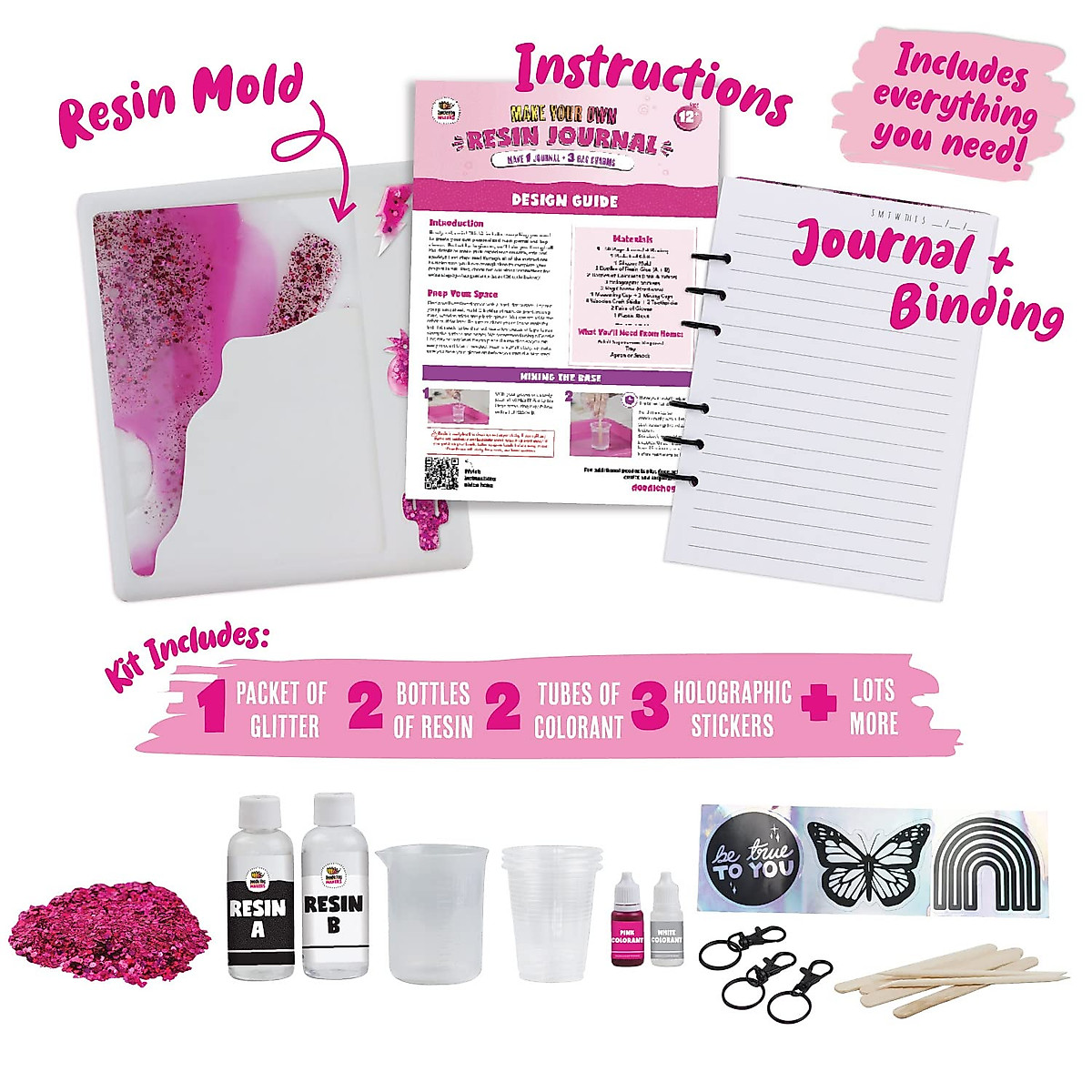 DOODLE HOG Make Your Own Notebook Journal Resin Kit for Beginners with Molds, Craft for Girls and Boys Age 12 Year Old Teen Girl Crafts, DIY Kit Science Experiment Toys, Gift Kits Kids Ages 12+