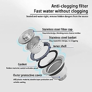 Kitchen sinks, stainless sink, sink tub,Stainless steel material, R angle design, thick mute pad, 360° hot and cold faucet, suitable for kitchen, bathroom, balcony, bar. (Color : Left, Size : 80 * 50