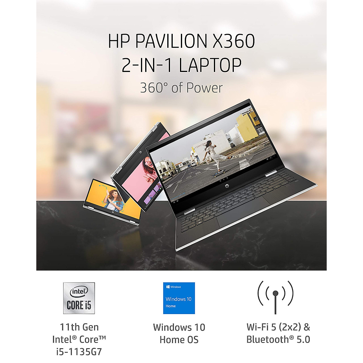 HP Pavilion x360 Convertible 15.6-inch Touchscreen Laptop, 11th Gen Intel Core i5-1135G7, Intel Iris Xe Graphics, 8 GB RAM, 512 GB SSD, HD Micro-Edge Display, Windows 10 Home (15-dq2020nr, 2020)
