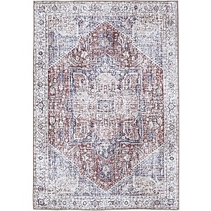 Home Culture Machine Washable Area Rug, Non-Shedding, Distressed Area Rug for Livingroom, Kitchen, Dining, Office, Low Pile, Pet Friendly Luna Rug, 5'2'x7'6'