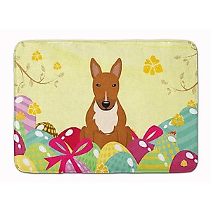 Caroline's Treasures BB6134RUG Easter Eggs Bull Terrier Red Machine Washable Memory Foam Mat, Bathroom Rug, Non-Slip Bath Mat, Durable Thick Washable Rugs for Kitchen, Bathroom Quick Dry, Decorative A
