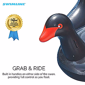 Swimline 90628 Giant Black Swan Inflatable Ride-On Pool Float Large