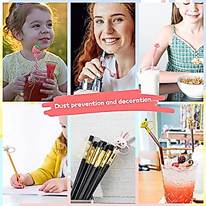 SYOUACEND 10pcs Animals Straw Tips Cover, Silicone Straw Toppers for 6mm (1/4 Inch) Small Size Straw Dust-Proof Straw Cover Plugs for Drinking Straws Portable Straw Caps Decoration
